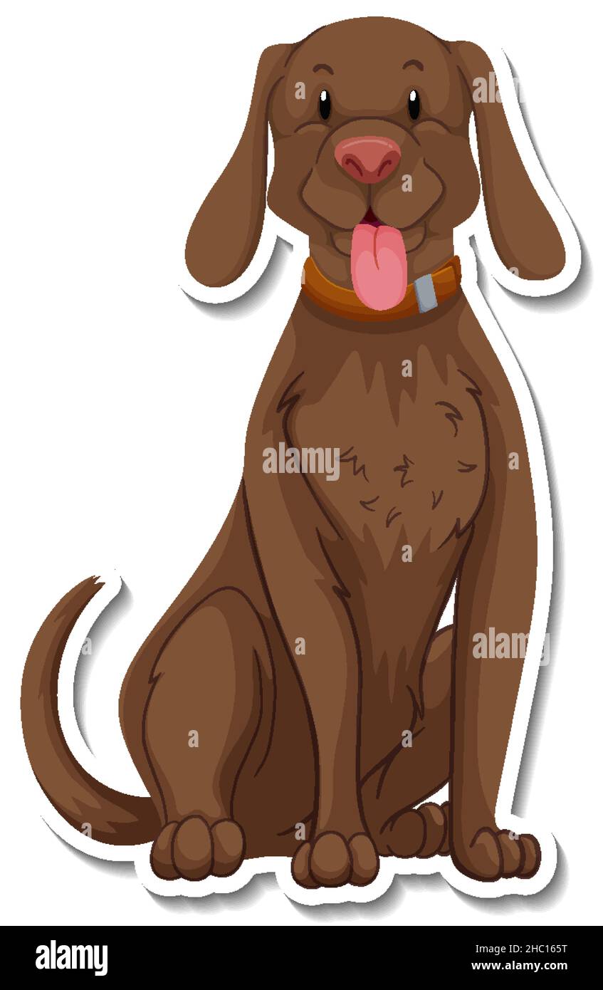 A sticker template of dog cartoon character illustration Stock Vector ...
