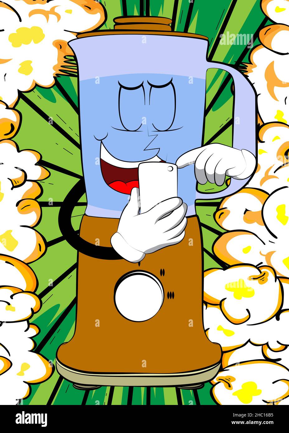Food Blender using a mobile phone as a cartoon character with face ...