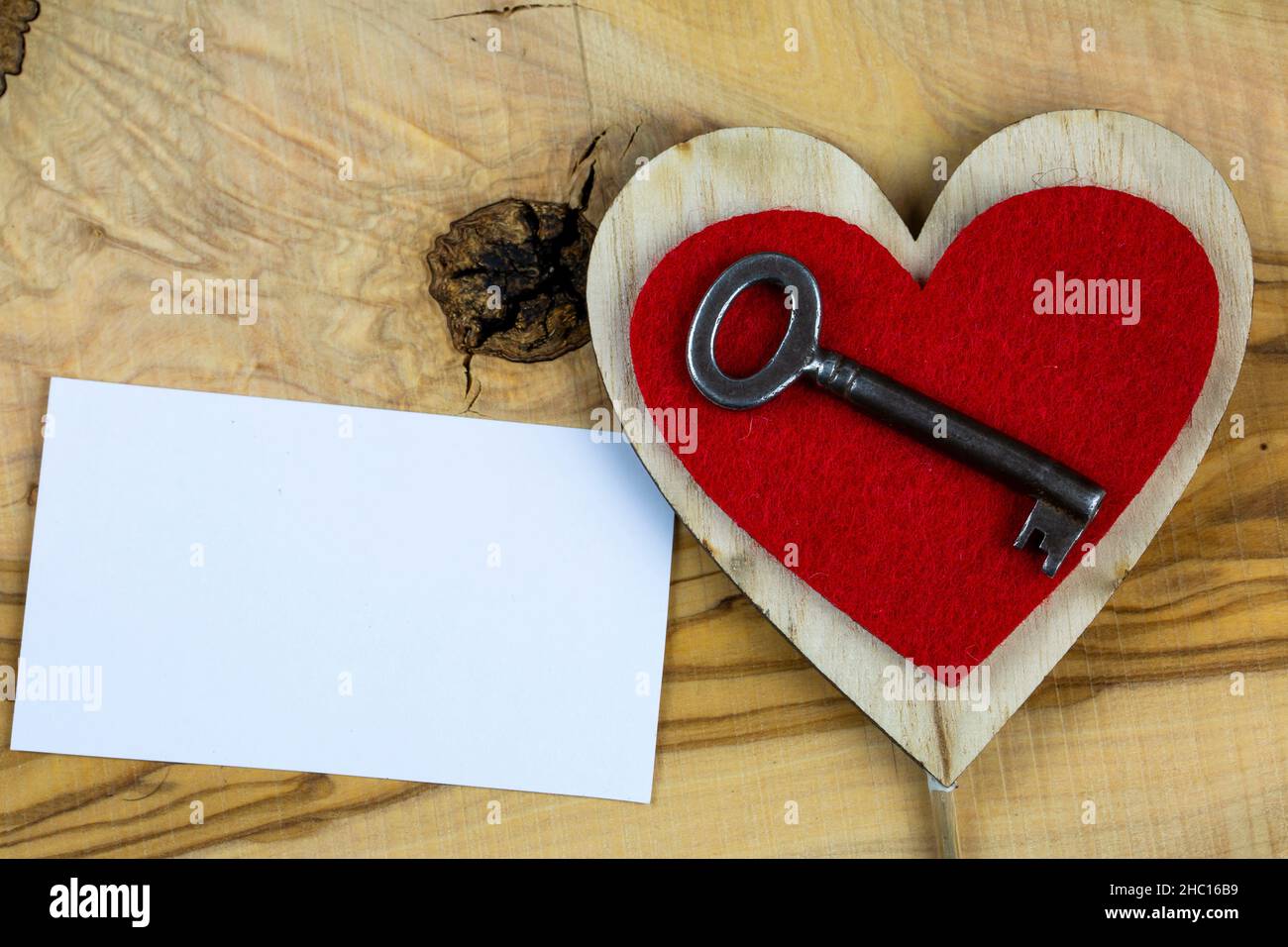 Love Concept ,Greeting Card, Red Heart and key Stock Photo - Alamy