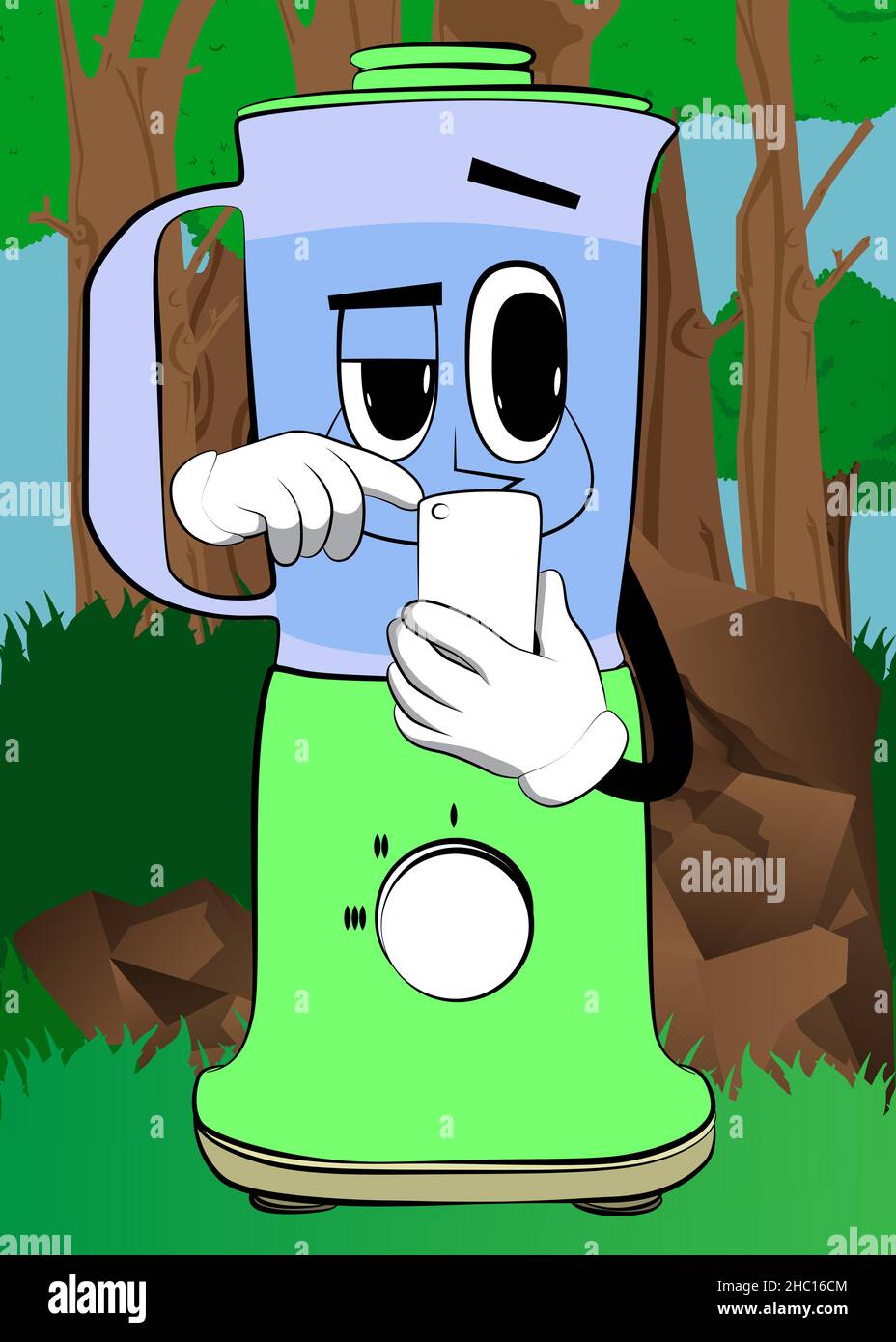 Food Blender using a mobile phone as a cartoon character with face ...