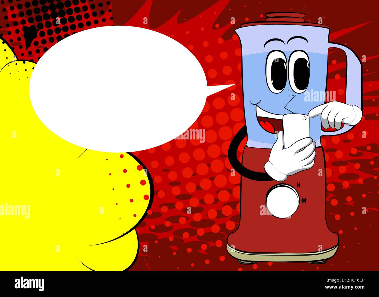 Food Blender using a mobile phone as a cartoon character with face ...