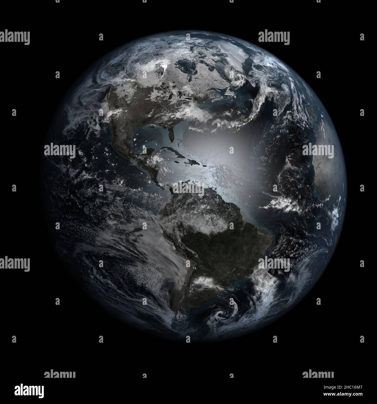 Gloomy, polluted planet Earth showing America. Elements of this image ...