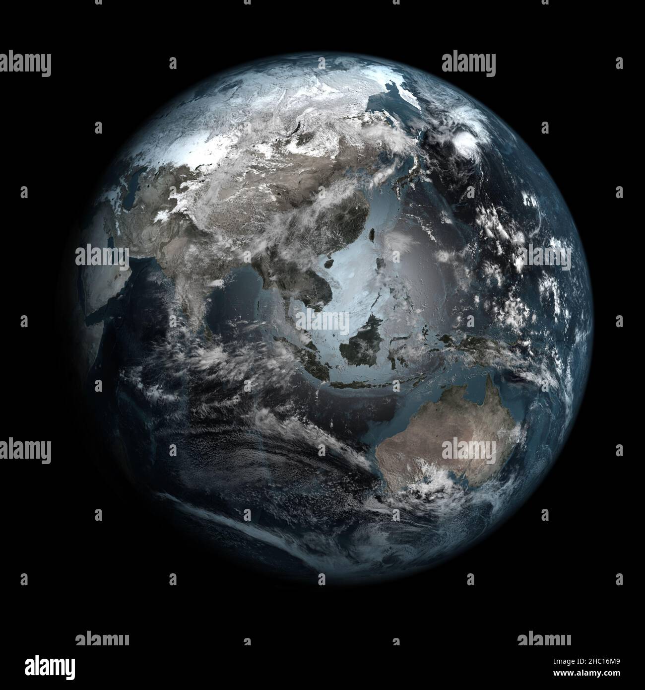 Gloomy, polluted planet Earth showing Asia. Elements of this image ...