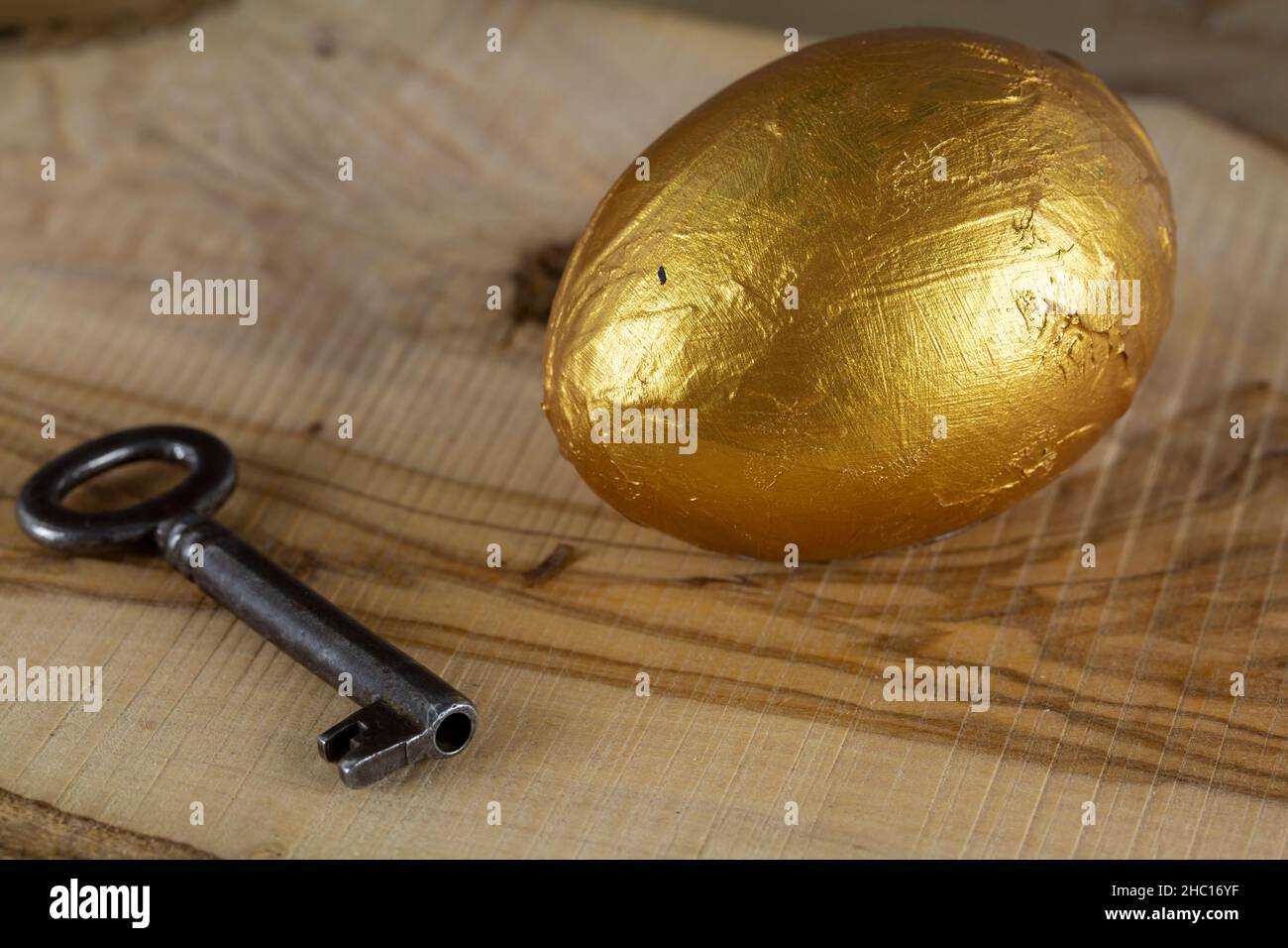 Golden Egg and Key, Success Concept Stock Photo - Alamy