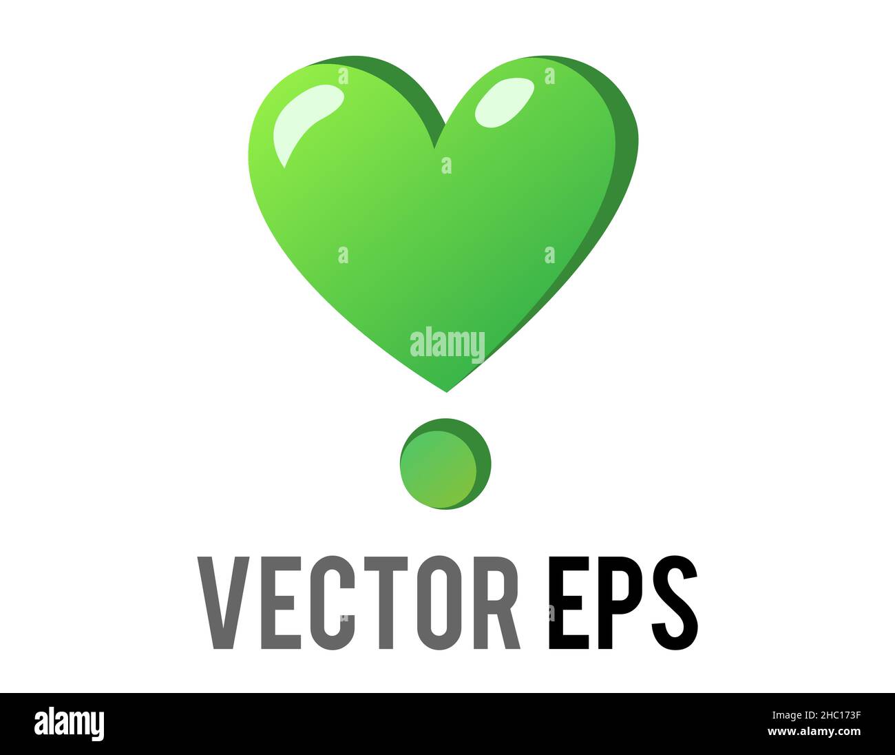 The isolated vector love green glossy love heart exclamation mark icon ...