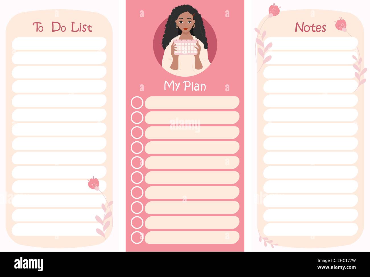 Set of to-do list, notes and plan. Organizer planner with cute ethnic ...
