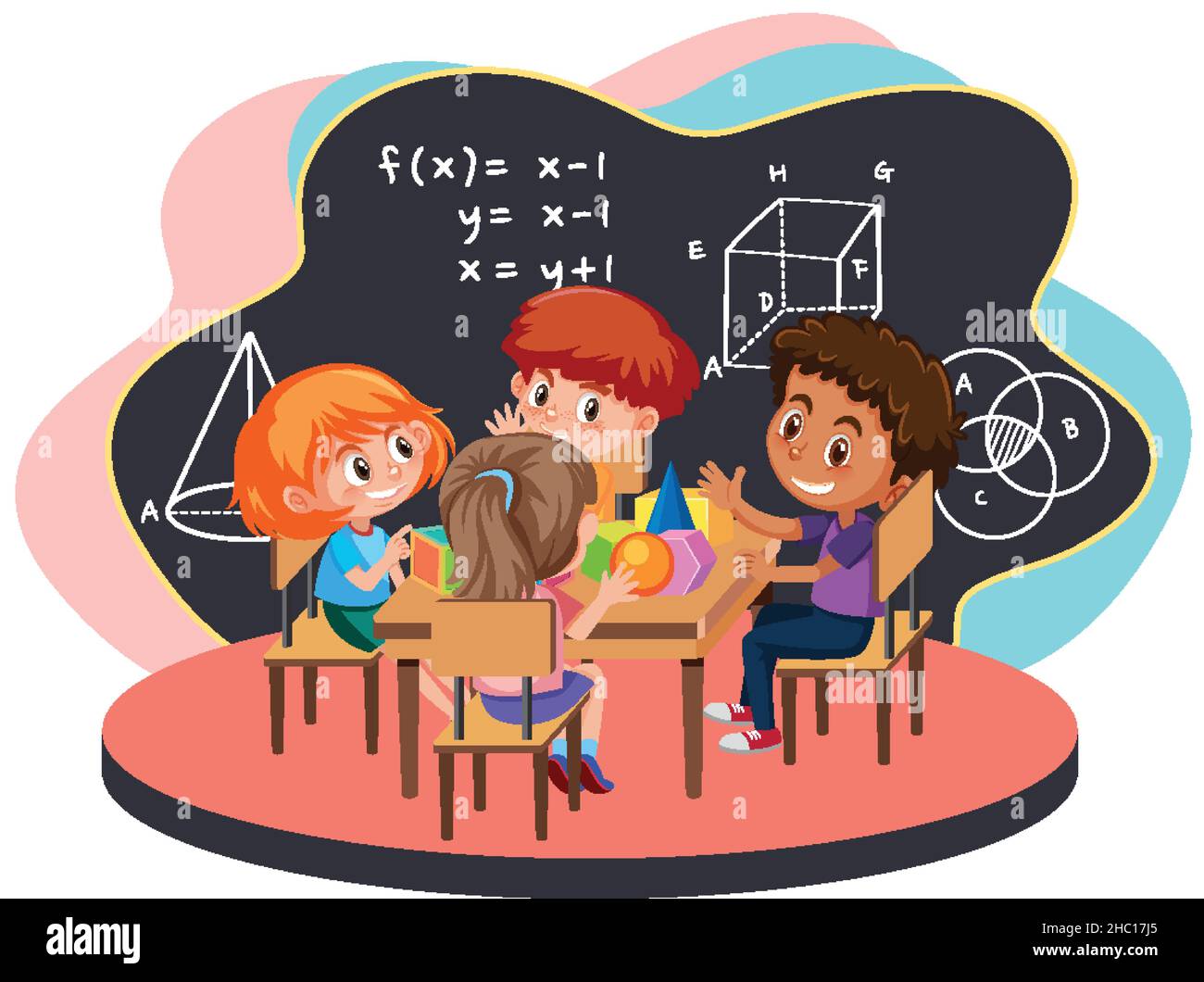 Student learning math in group illustration Stock Vector Image & Art ...
