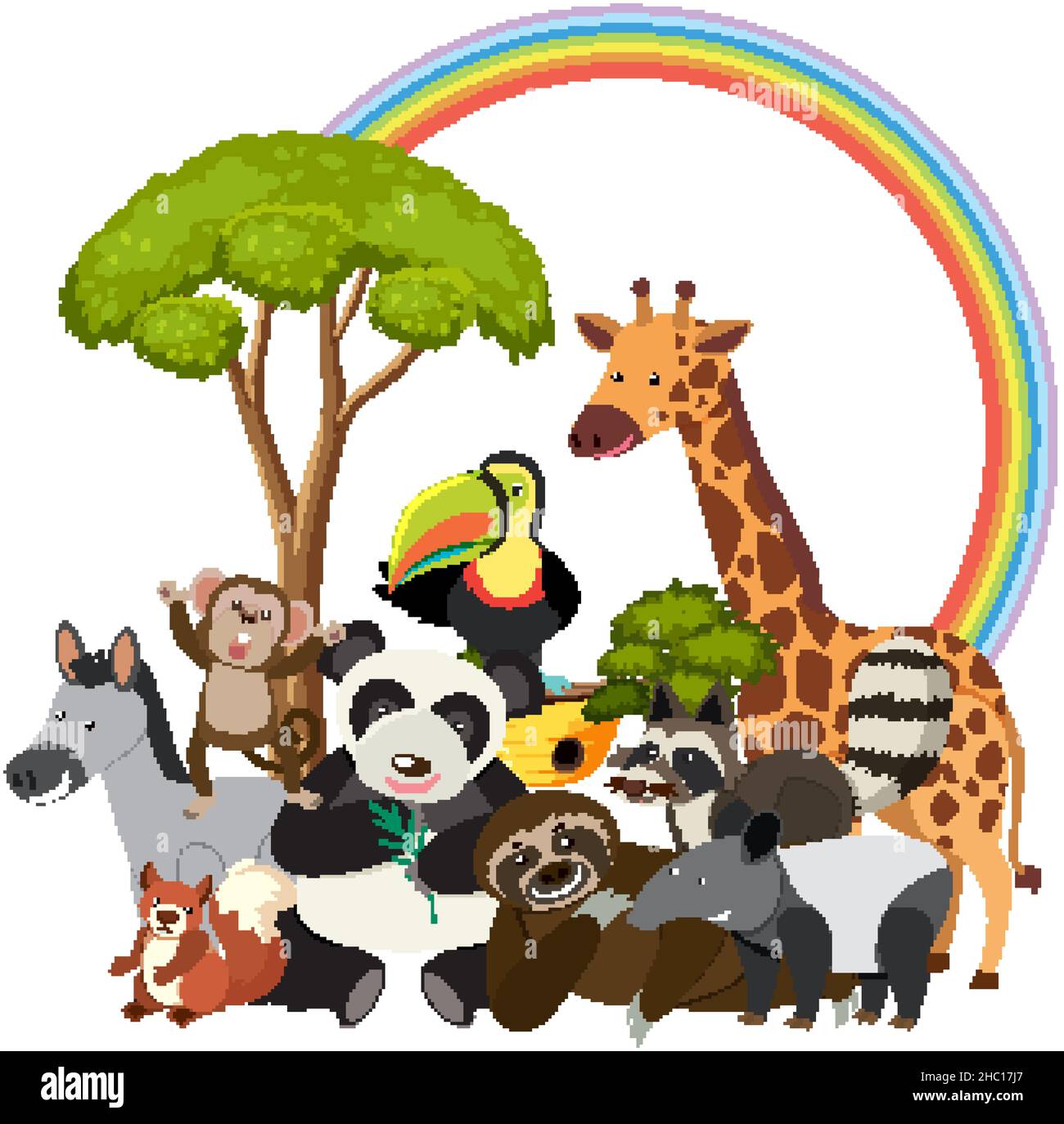 Cute African animals in flat style illustration Stock Vector Image ...