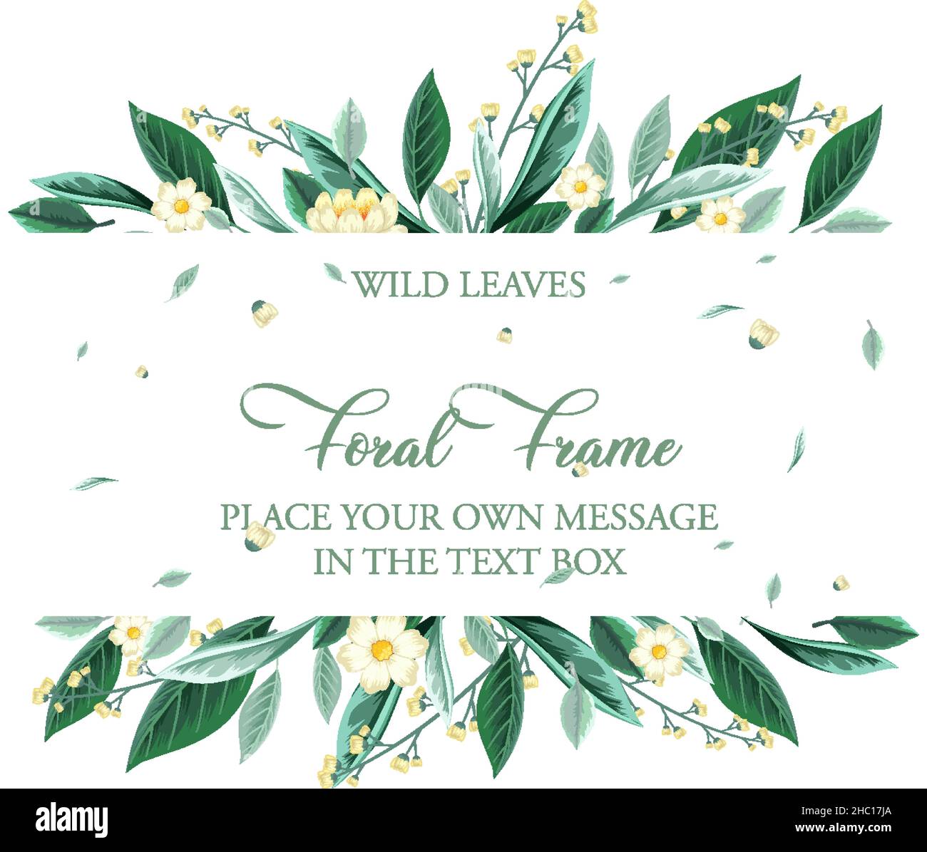 A horizontal frame with flowers and foliage template illustration Stock ...