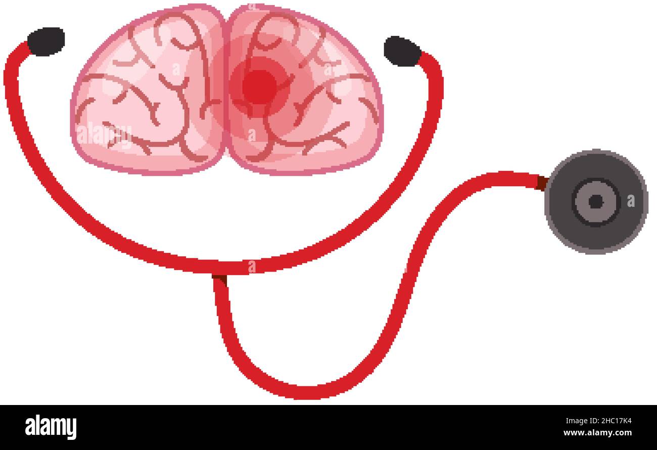 Stethoscope and brain on white background illustration Stock Vector ...