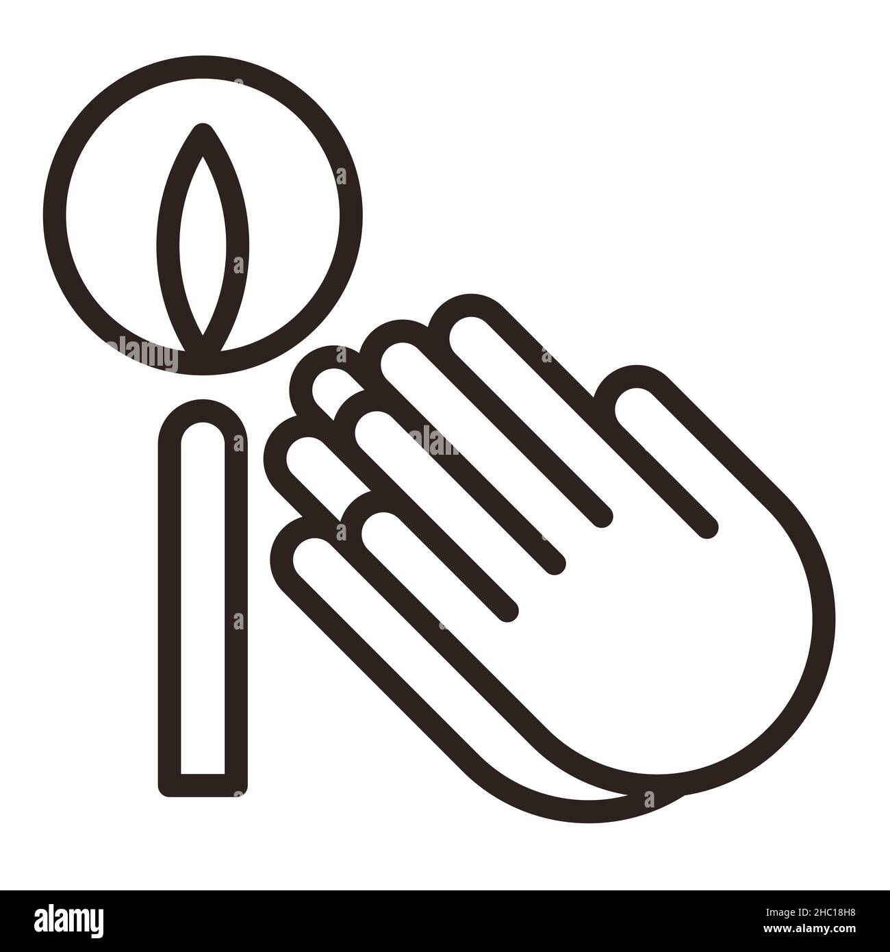 Praying hands and candle icon. Prayer icon isolated on white background ...