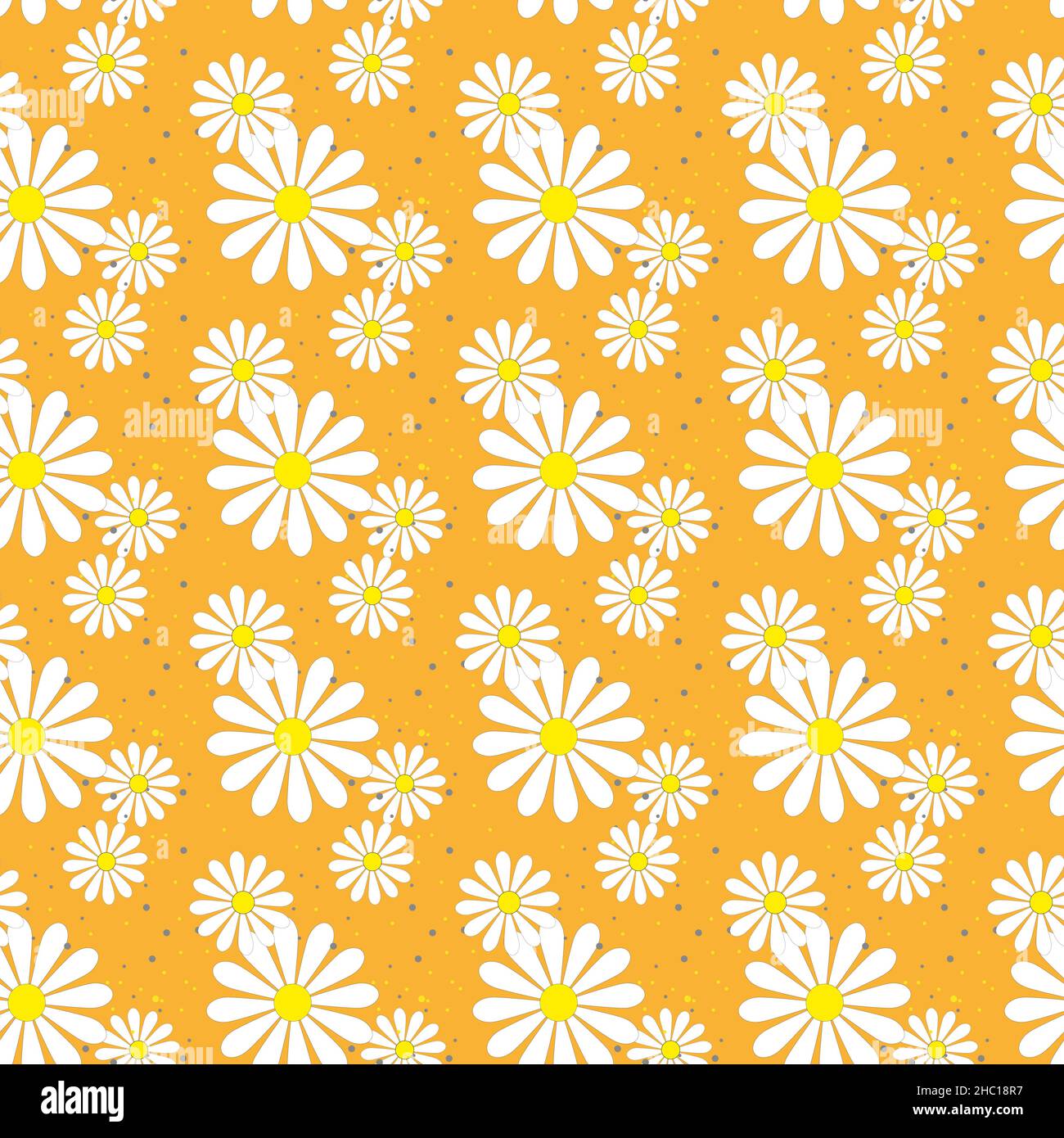 Seamless background with daisy flowers on yellow. Vector illustration ...