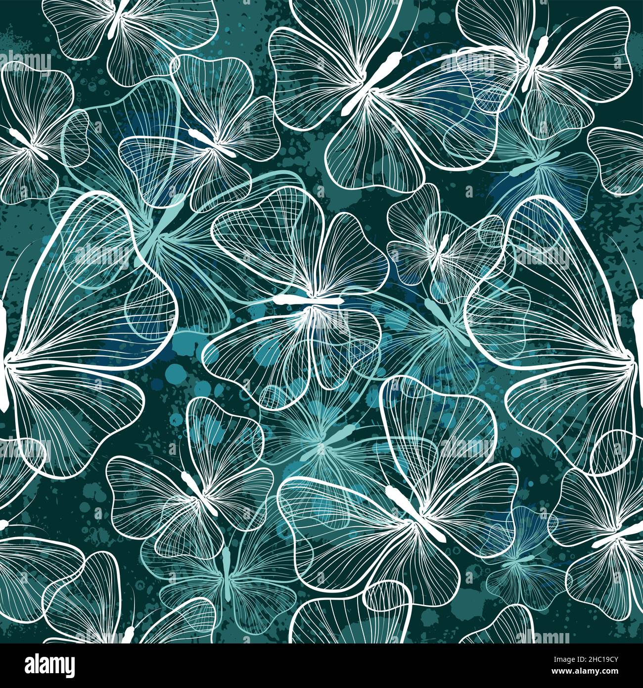 Butterflies seamless pattern from lines. Vector illustration Stock ...