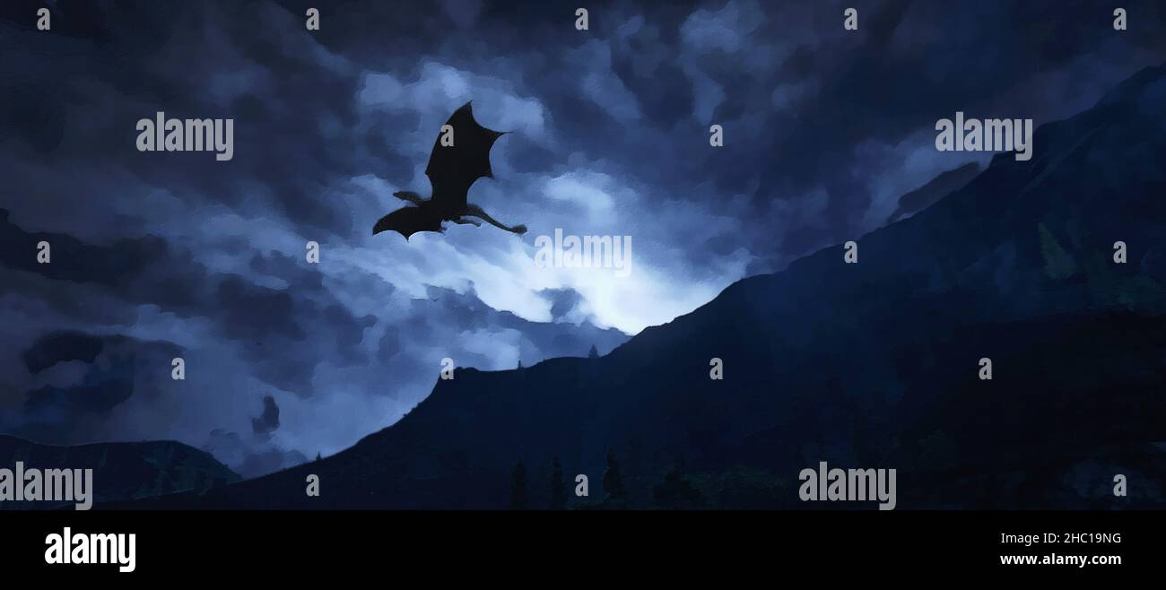 Dragon flies over the mountains hi-res stock photography and images - Alamy