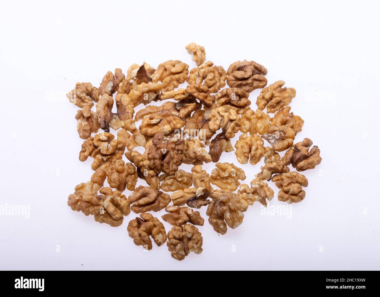 Shelled Walnuts Pile Top View Isolated On White Background Stock Photo ...