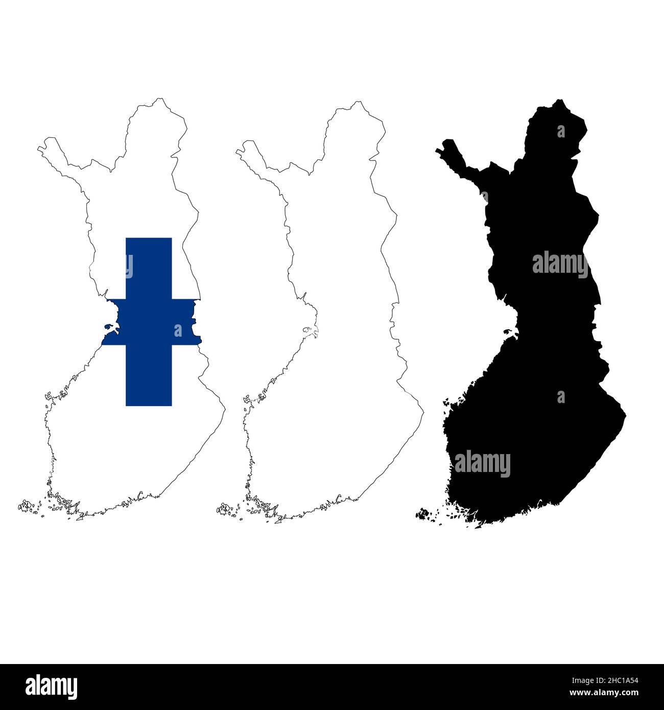 Finland flag and map on white background. map Finland sign. flat style ...