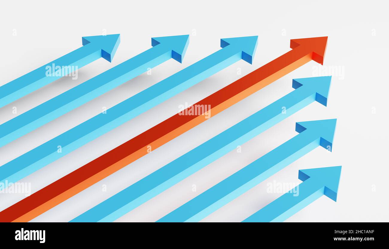 Leadership and lead concept. One leader arrow leading team forward. 3d ...