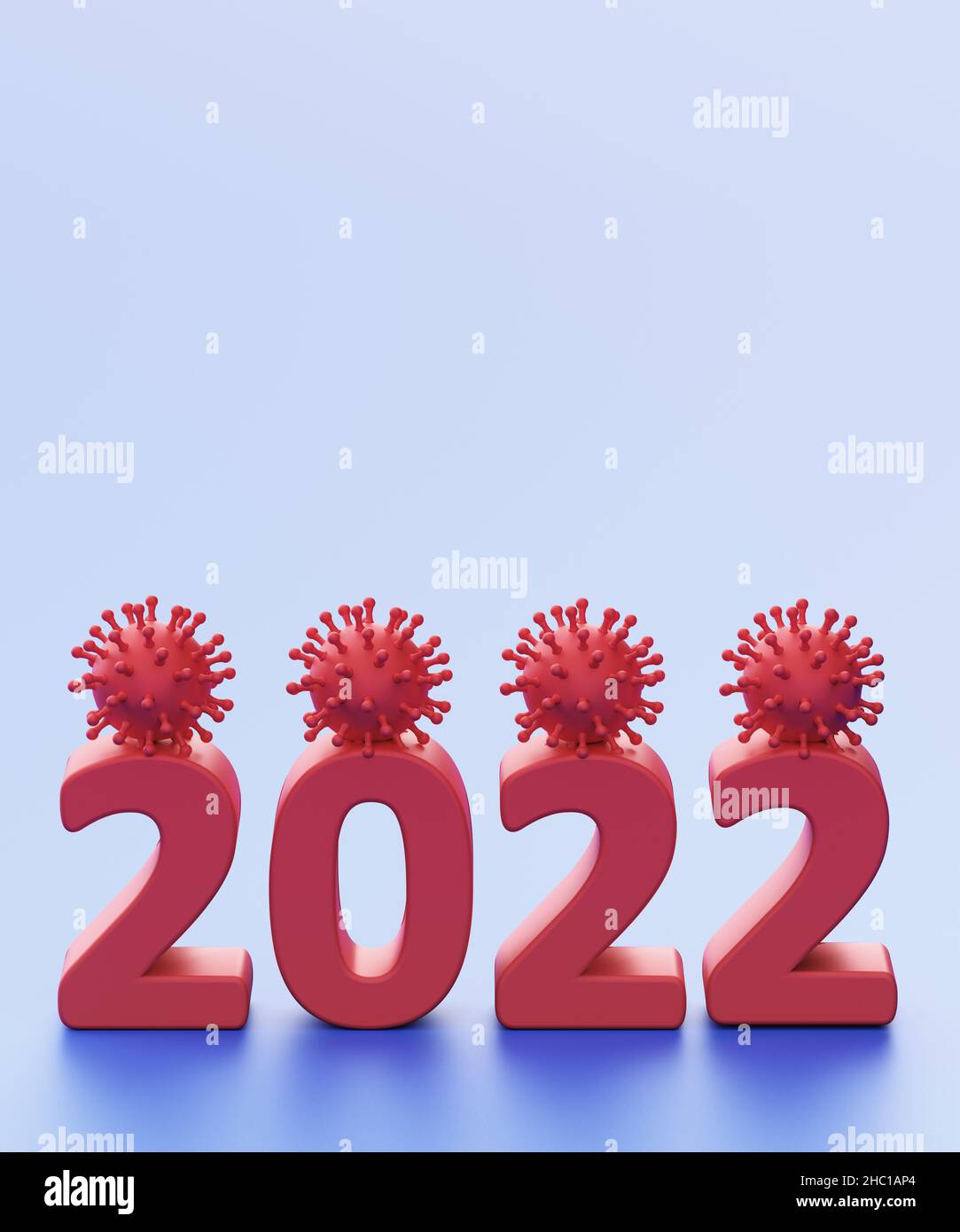 2022 is the year of the coronavirus. Digit 2022 with viruses COVID-19 ...