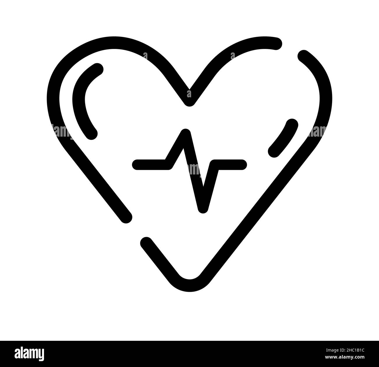 Heart cardiogram flat icon. Pulse pictogram for web. Line stroke ...