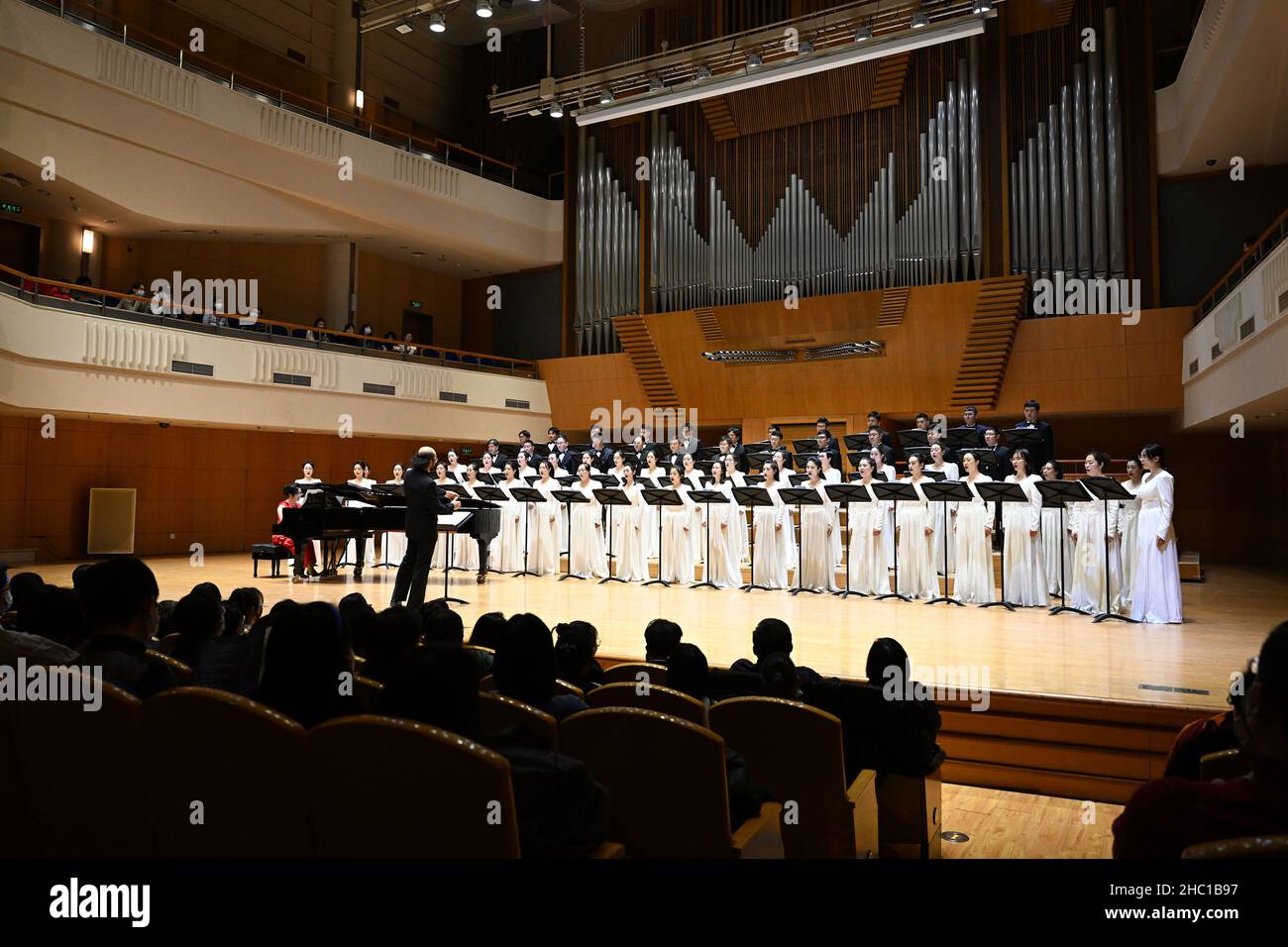 Beijing, China. 18th Dec, 2021. Chorus members of China National ...