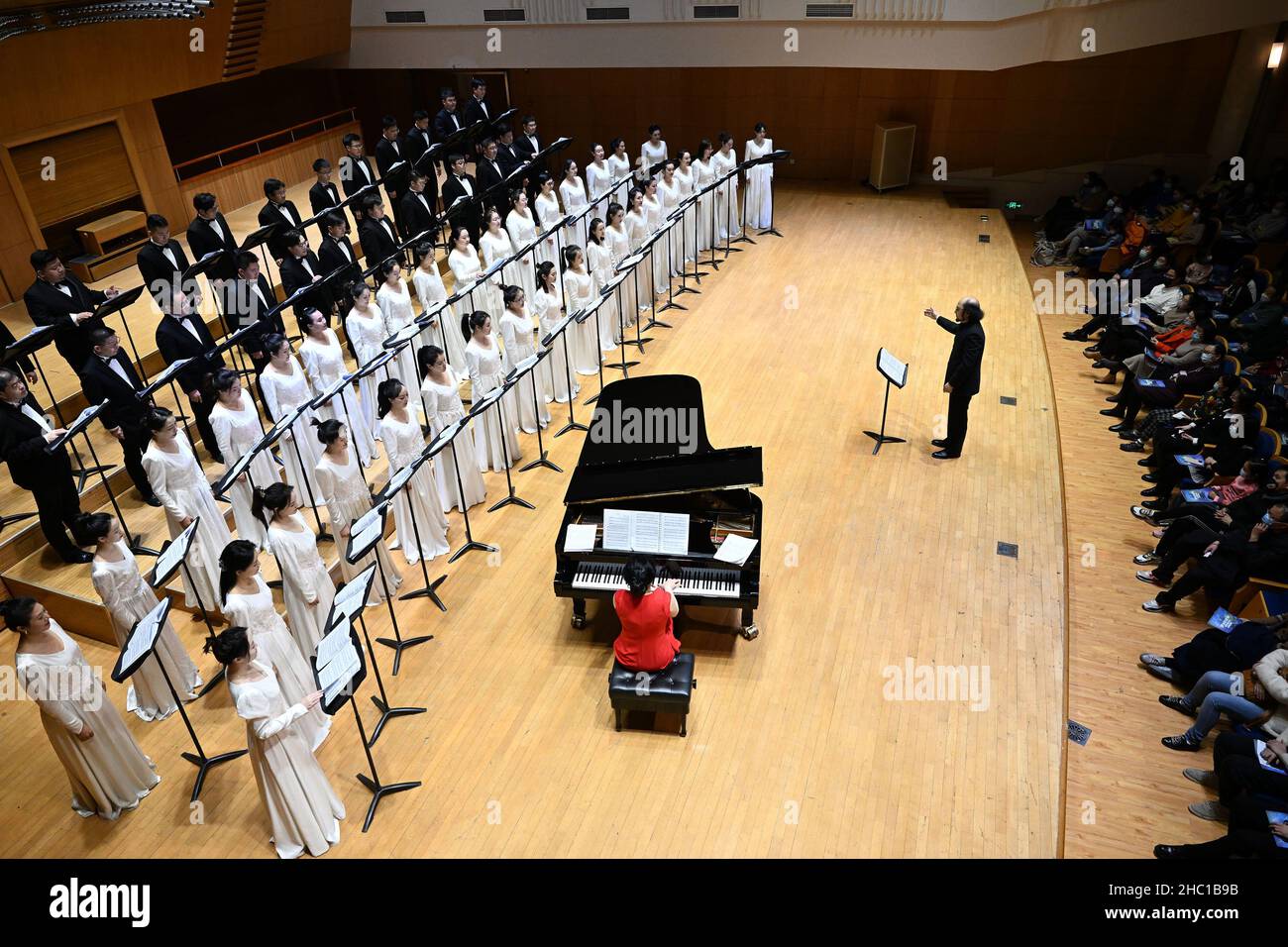 Beijing, China. 18th Dec, 2021. Chorus members of China National ...