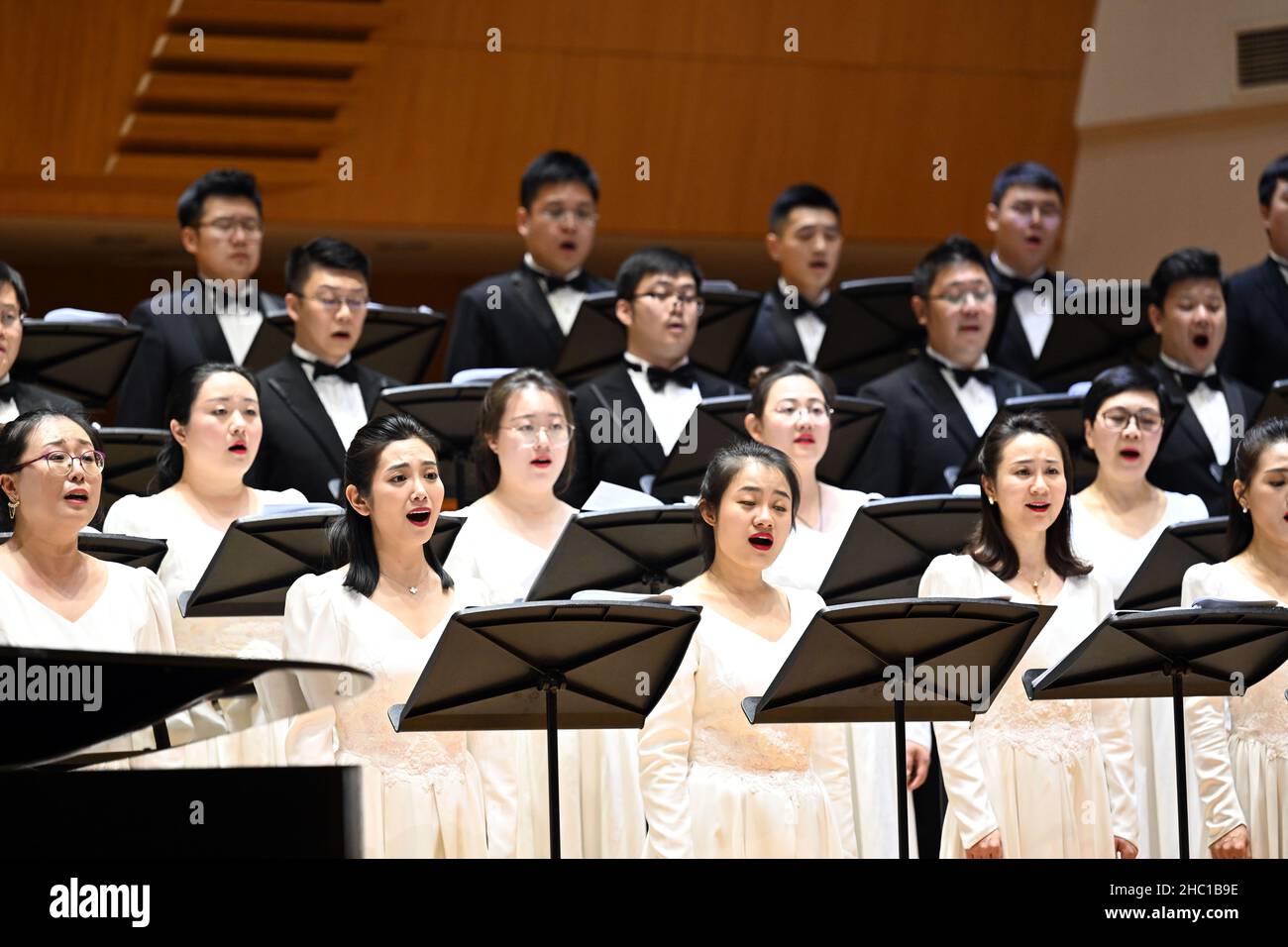 Beijing, China. 18th Dec, 2021. Chorus members of China National ...