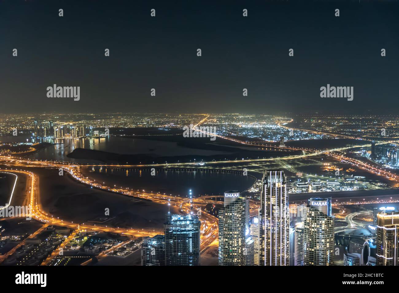 Dubai, United Arab Emirates – December 14, 2021, the Arial skyline view ...