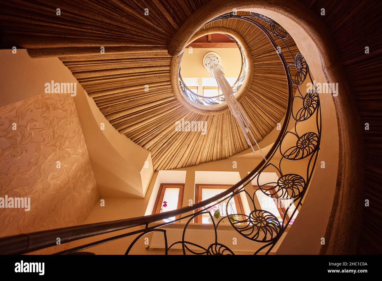 Ruined spiral staircase in dramatic lighting Stock Photo - Alamy
