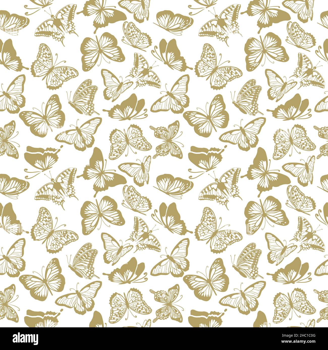 Seamless background of brown butterflies. Vector illustration Stock ...