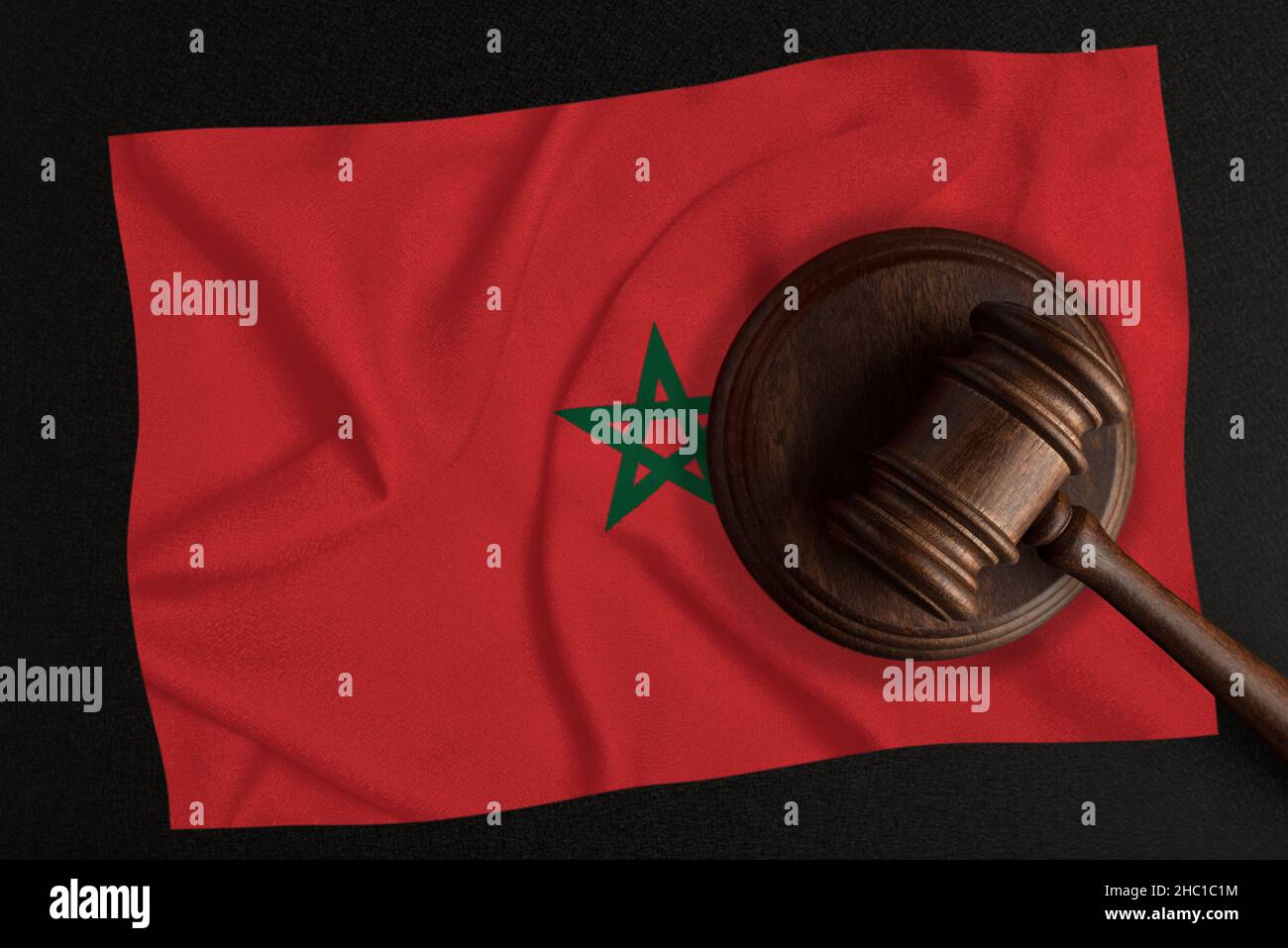 Judges hammer and the flag of Morocco. Law and Justice. Constitutional ...