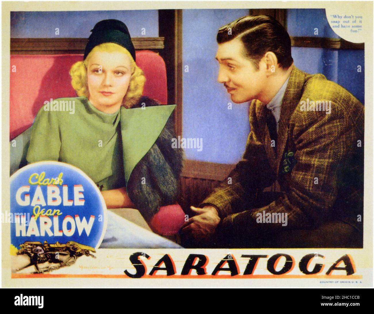 CLARK GABLE and JEAN HARLOW in SARATOGA (1937), directed by JACK CONWAY. Credit: M.G.M. / Album ...