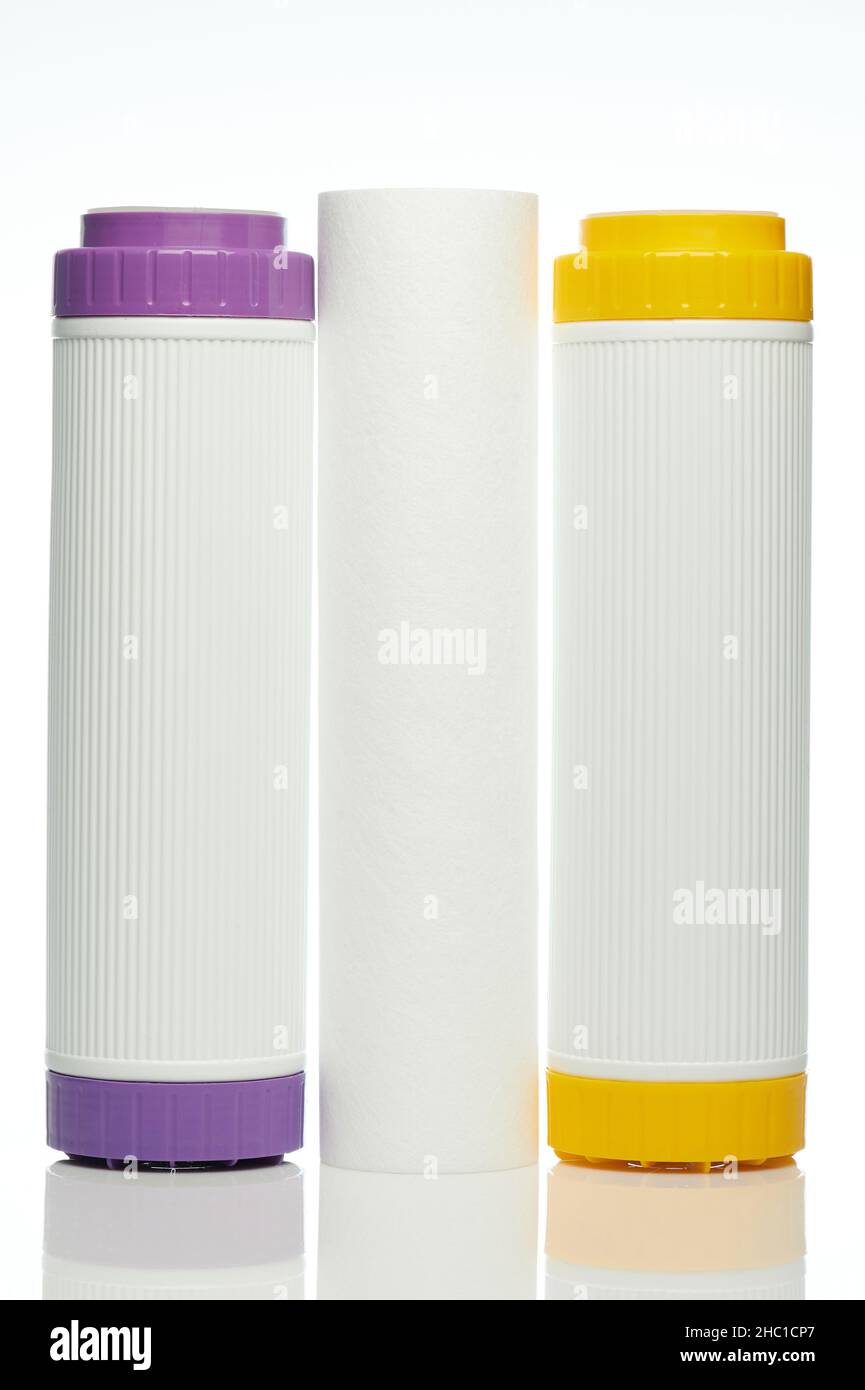 Cylinders water filter cartridges isolated on white studio background ...