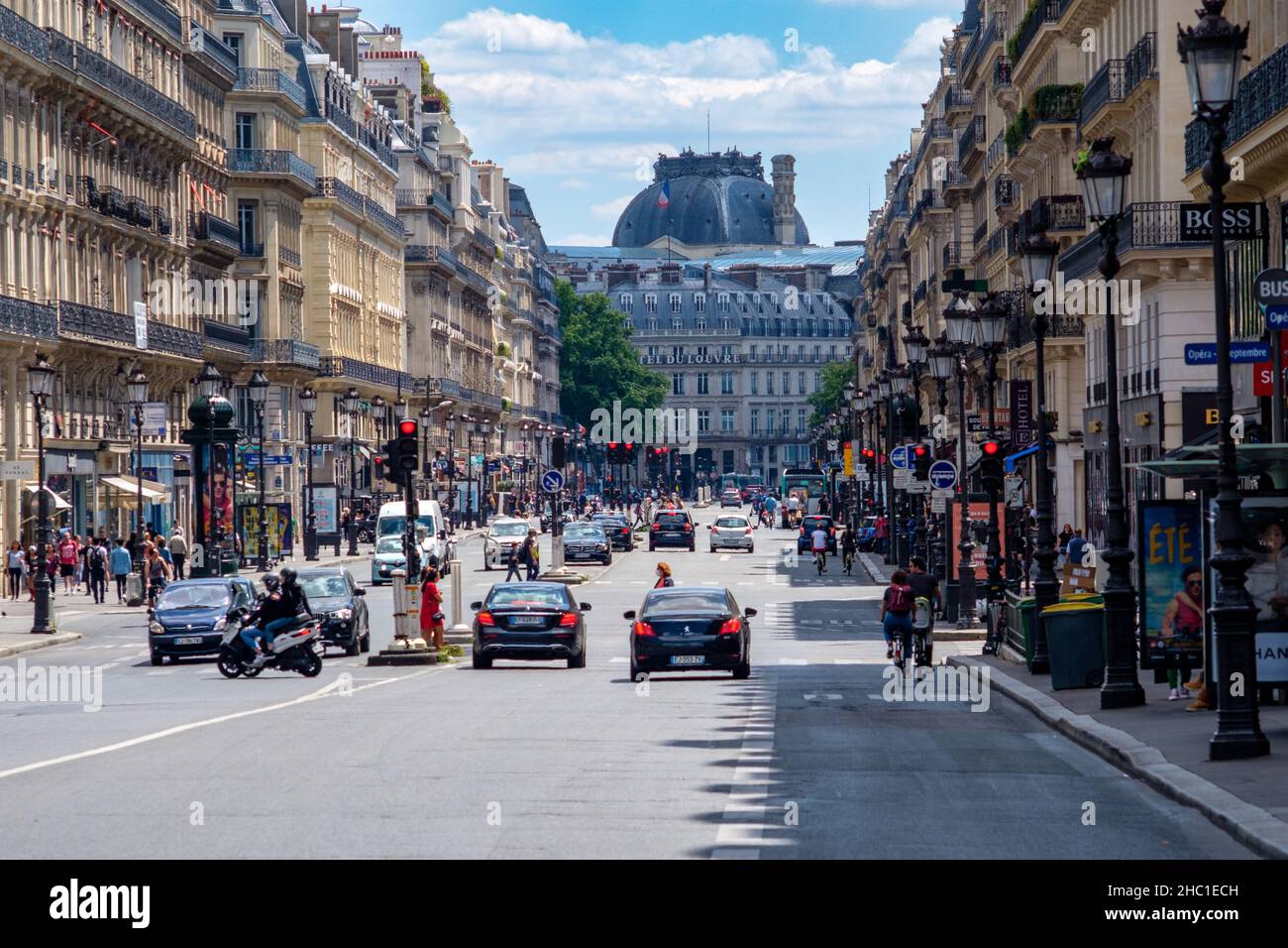 Paris, France - July 11, 2020 : Panoramic view of the rush hour in one ...