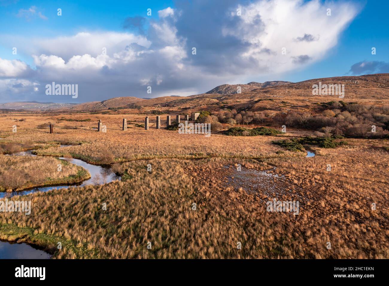 Aerial view of the Owencarrow Railway Viaduct by Creeslough in County ...
