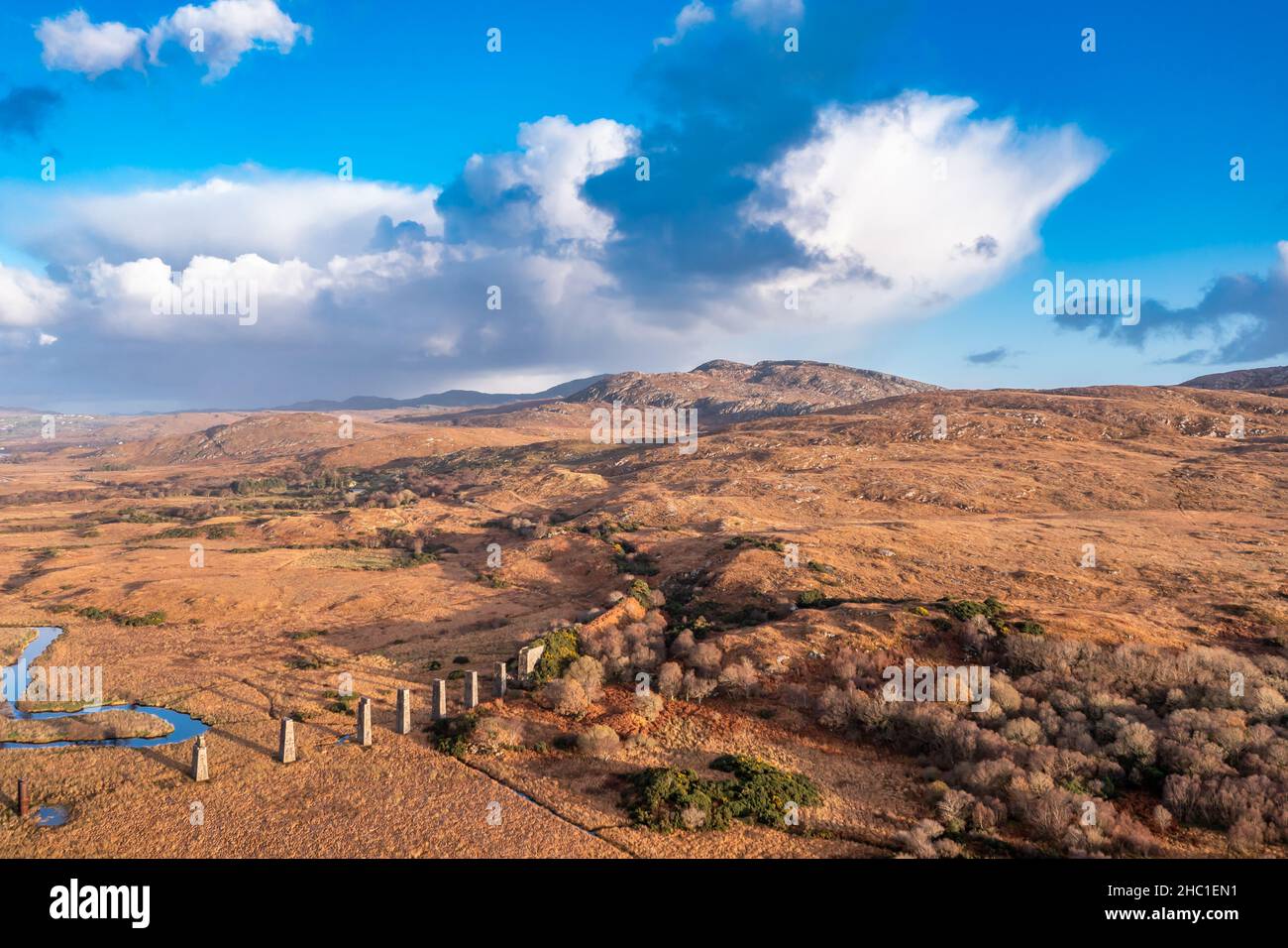 Aerial view of the Owencarrow Railway Viaduct by Creeslough in County ...