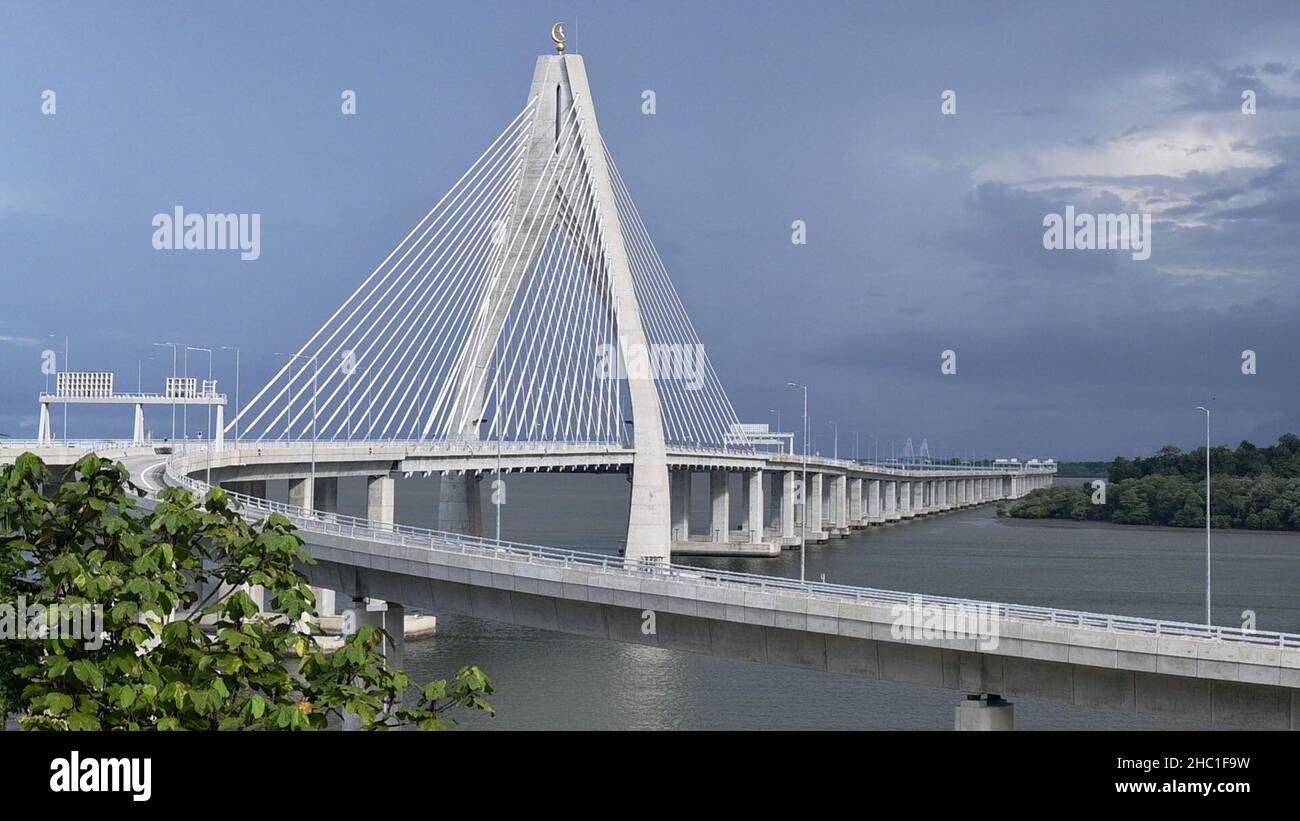 Photo taken Nov. 3, 2021, shows a bridge linking Brunei's capital ...