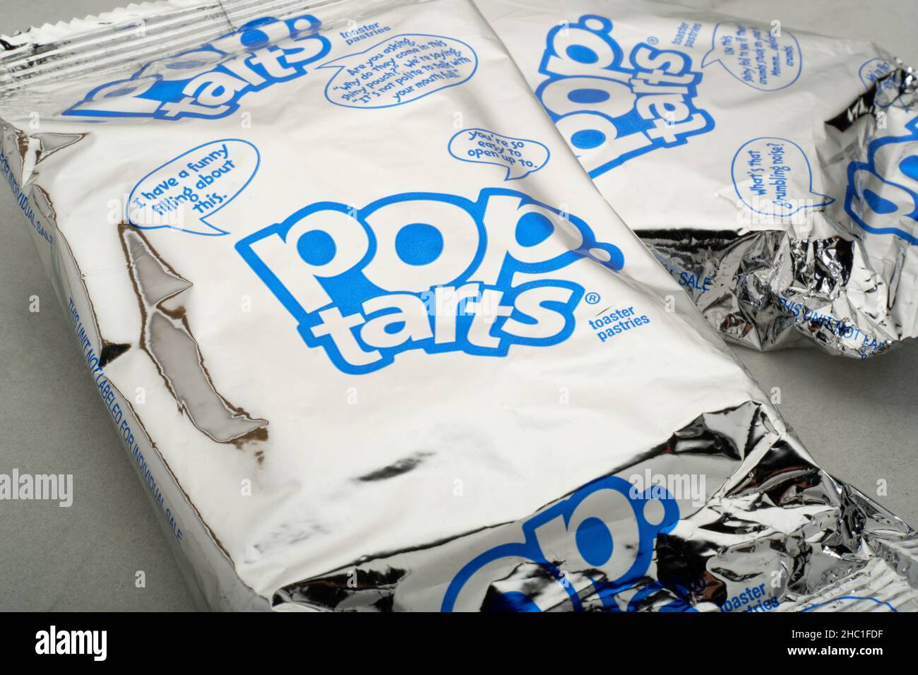 Kelloggs Pop Tarts. Pop Tart food in their silver packaging. Toaster ...