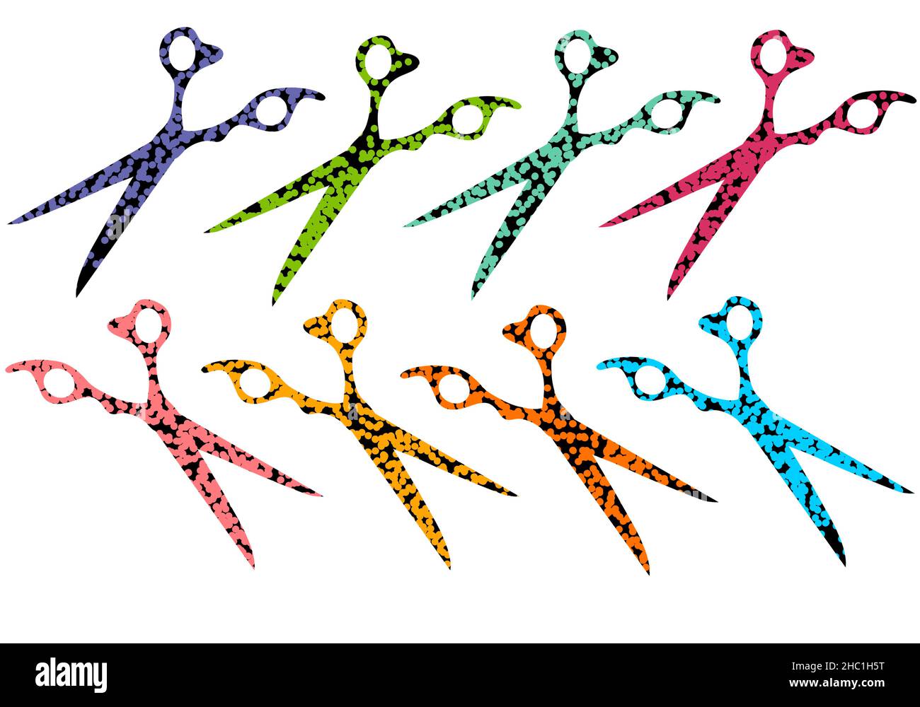 Coloured scissors set for cards and postcard and magazines and stickers ...