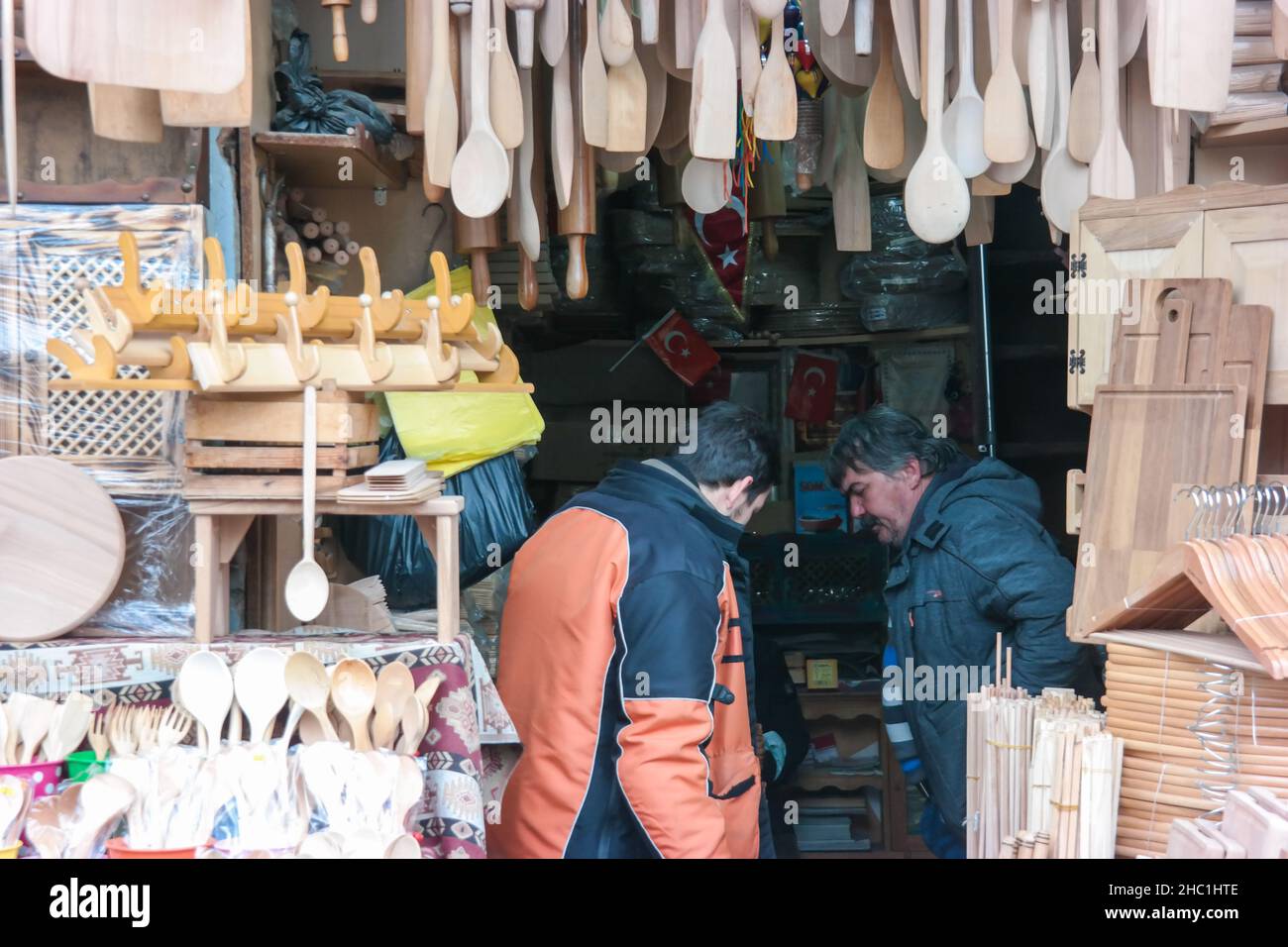 Traditional wood products and vendors. Craftsmen from the historical ...