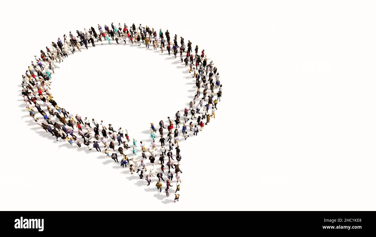 Concept conceptual large community of people forming the emplty cloud ...