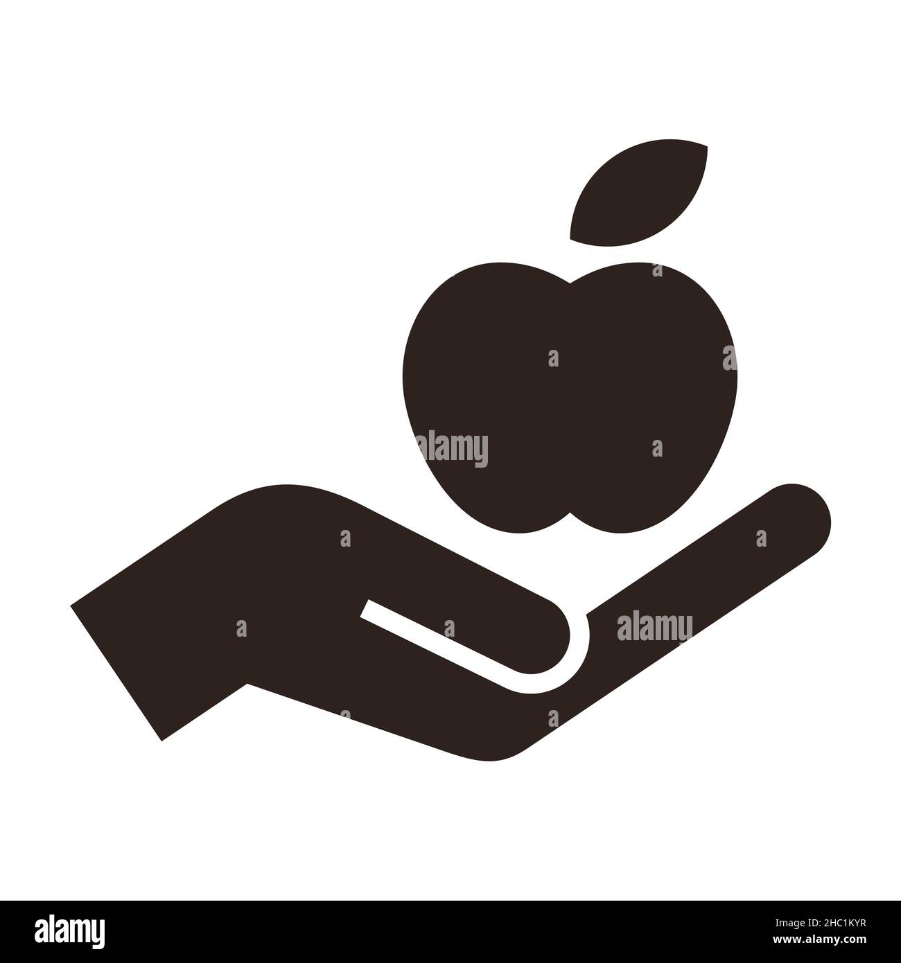 Apple in hand, hand giving apple icon, concept of healthy lifestyle ...