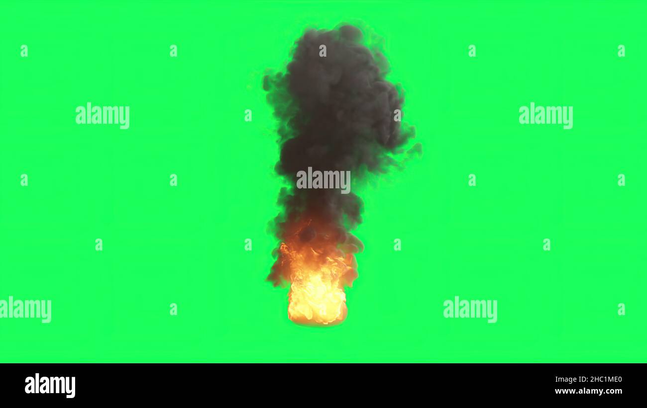 3d illustration - Fire Ball Explosion on green screen Stock Photo - Alamy