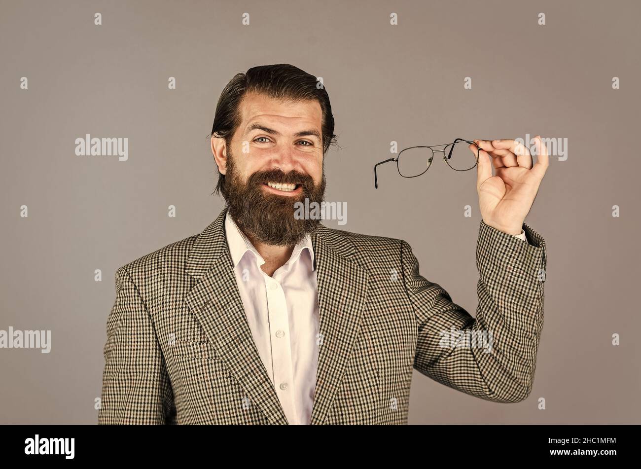 confidence and charisma. handsome man wear office suit. male beauty and ...