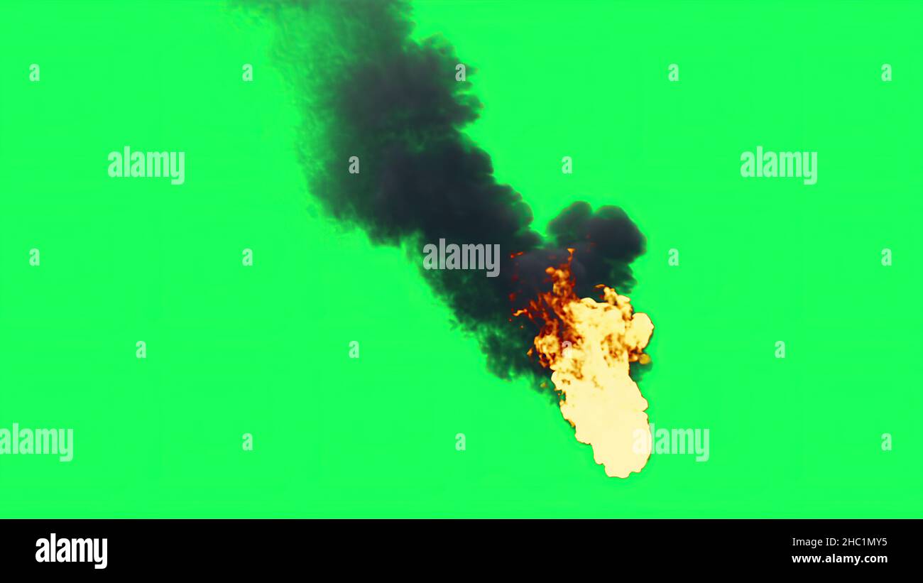 3d illustration - Fire Ball Explosion on green screen Stock Photo - Alamy