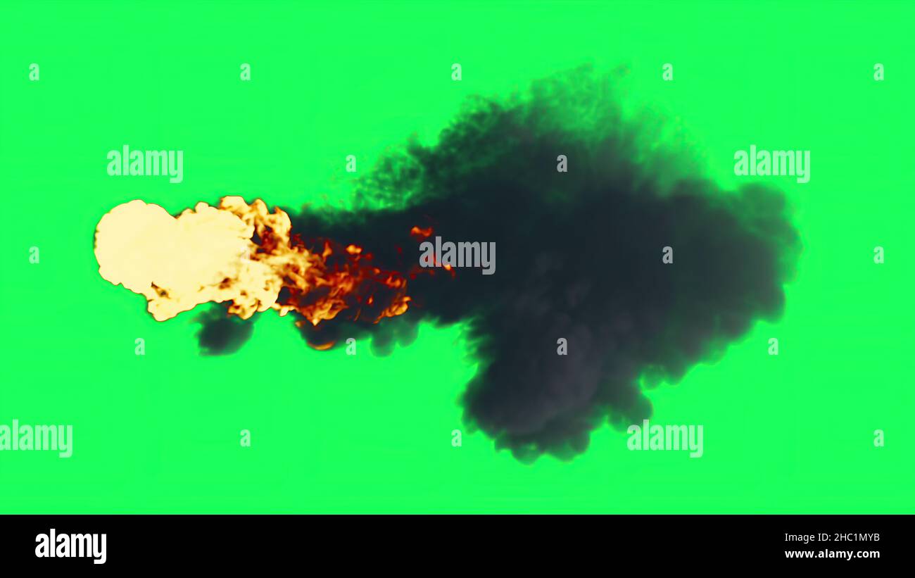3d illustration - Fire Ball Explosion on green screen Stock Photo - Alamy