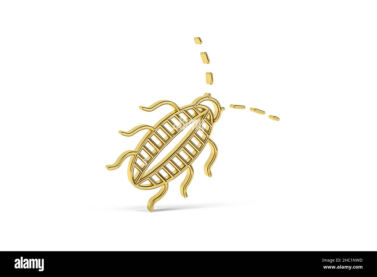 Golden 3d cockroach icon isolated on white background - 3d render Stock ...