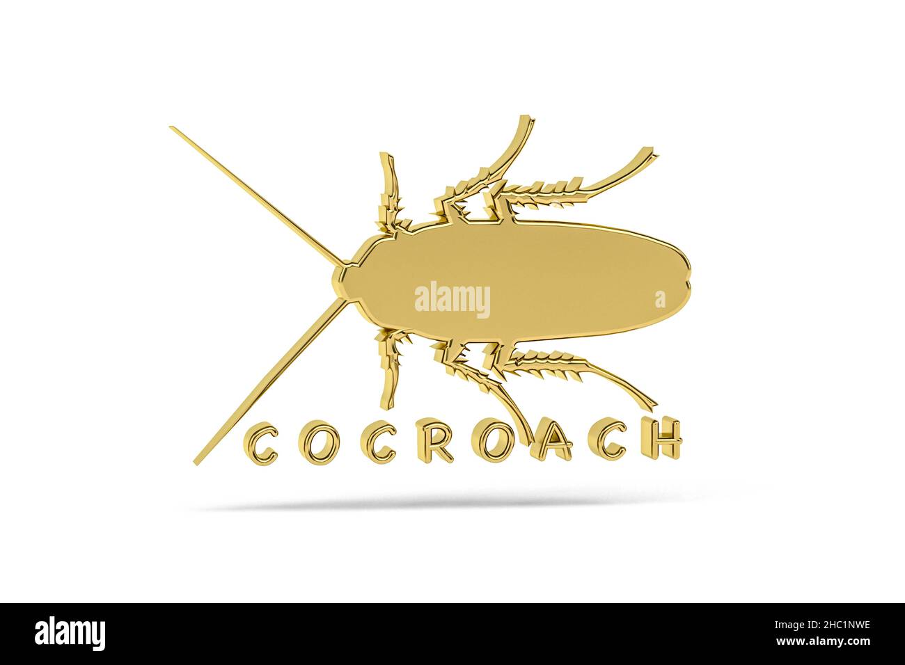 Golden 3d cockroach icon isolated on white background - 3d render Stock ...
