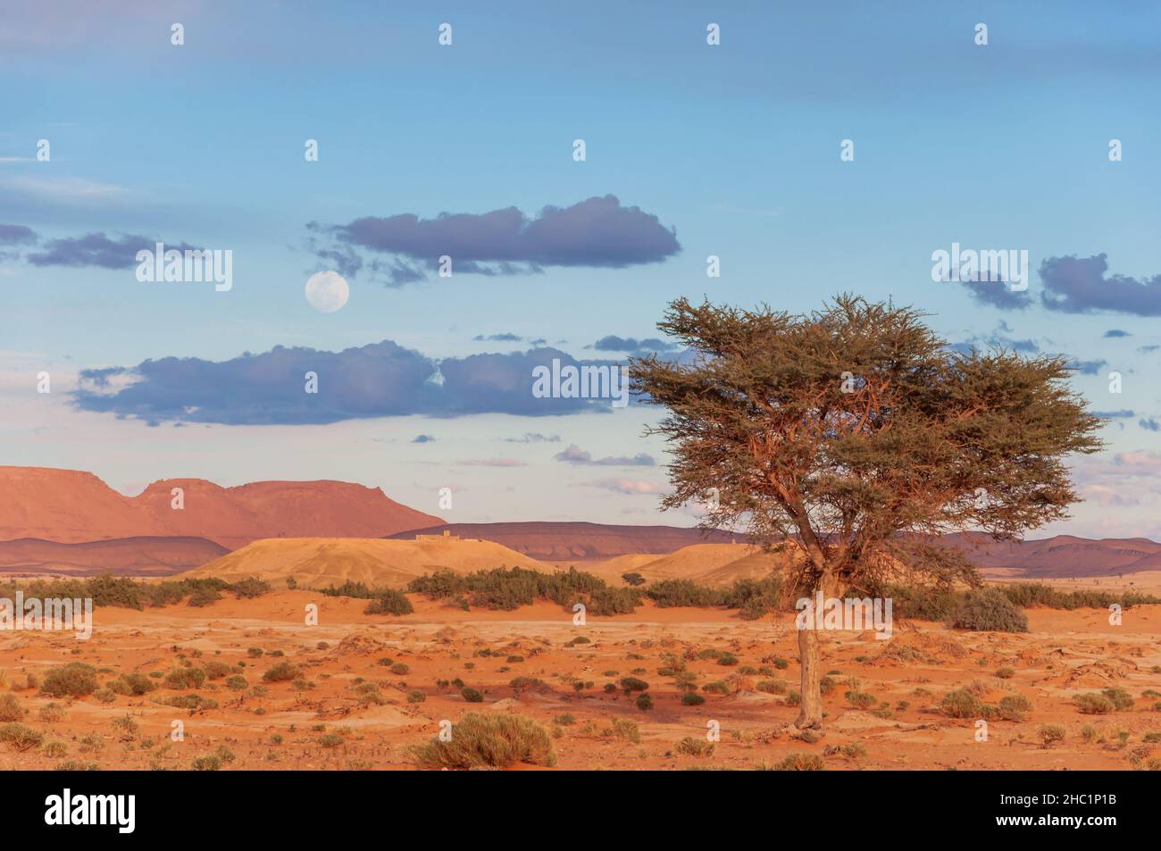 Full moon at Sahara desert in Ouzina Morocco Stock Photo - Alamy