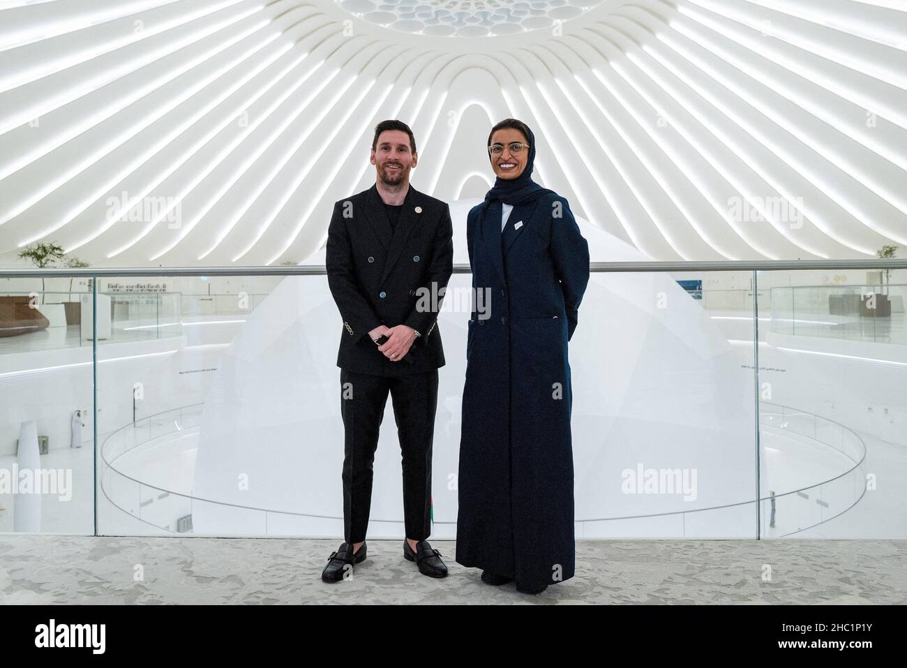 Argentinian football player Lionel Messi poses for a souvenir photo ...