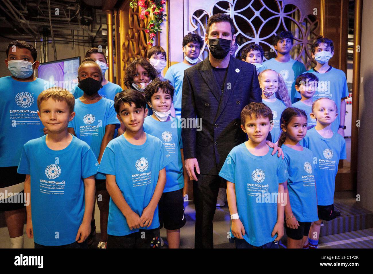 Argentinian football player Lionel Messi poses for a souvenir photo at ...